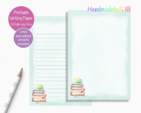 Reading Books Printable Writing Paper/digital Download Note - Etsy