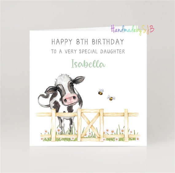 Personalised Cow Birthday Card Any Age/relation 6 X - Etsy