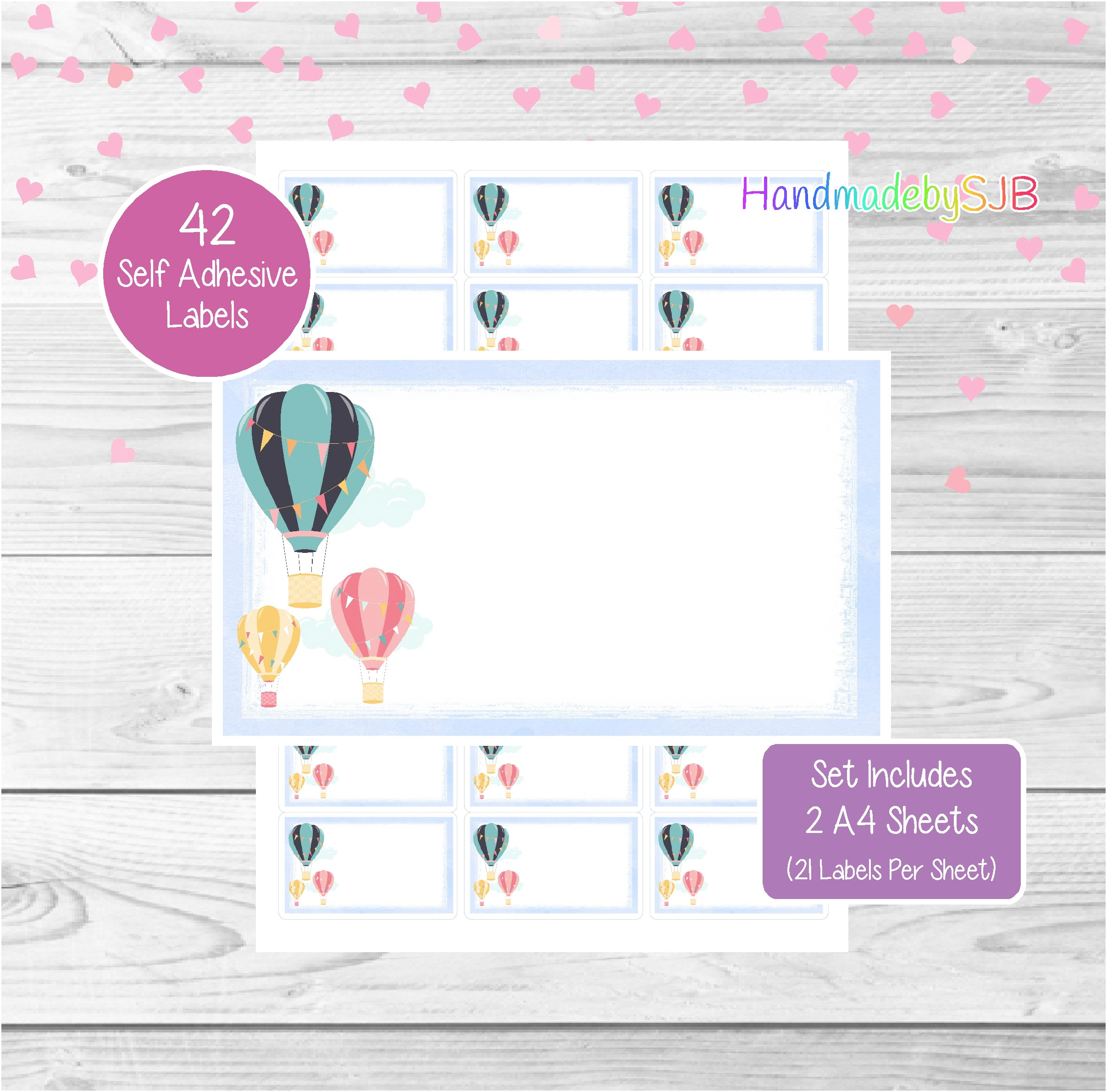 Hot Air Balloon Labels 42 Blank Multi Purpose Stickers 2 A4 | Etsy