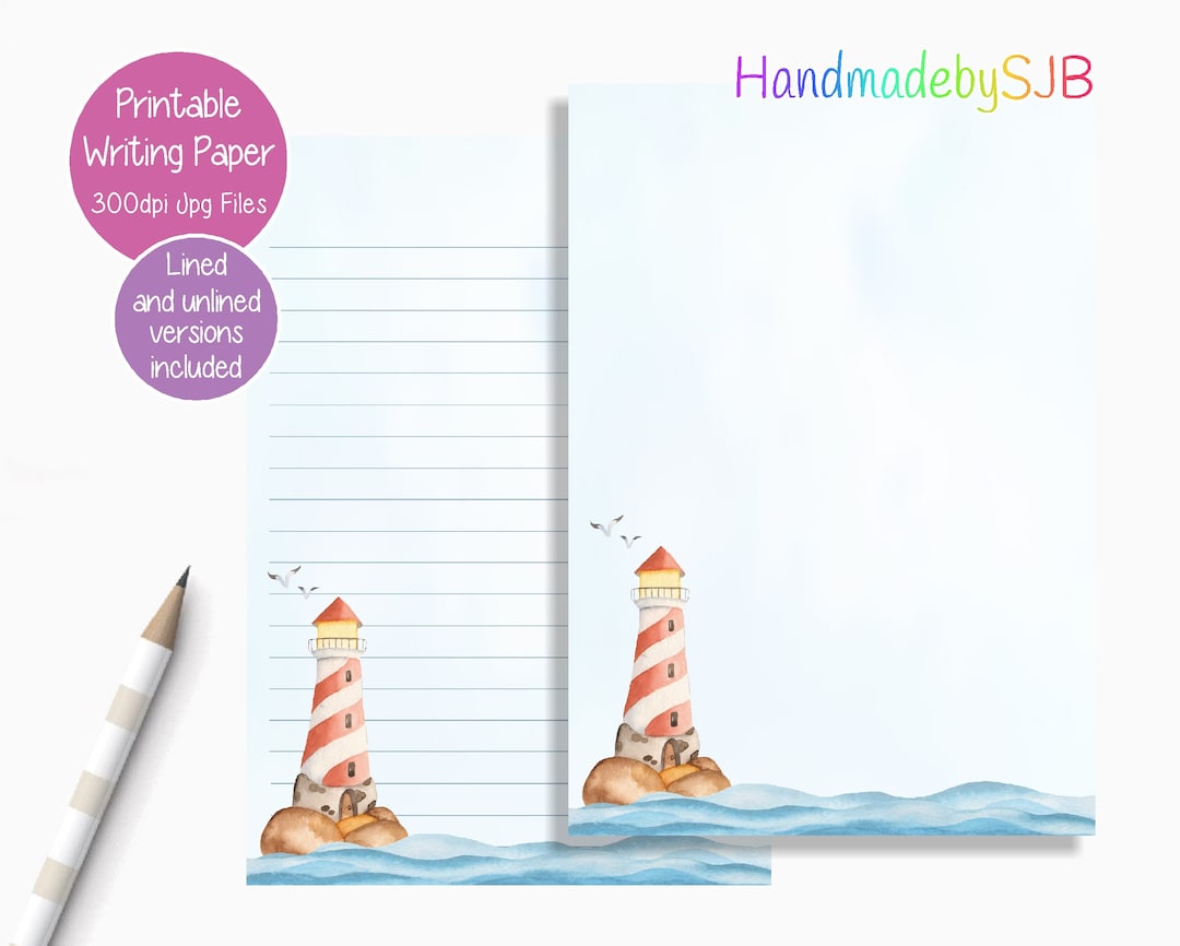 Lighthouse Printable Writing Paper/digital Download Note Paper/instant ...