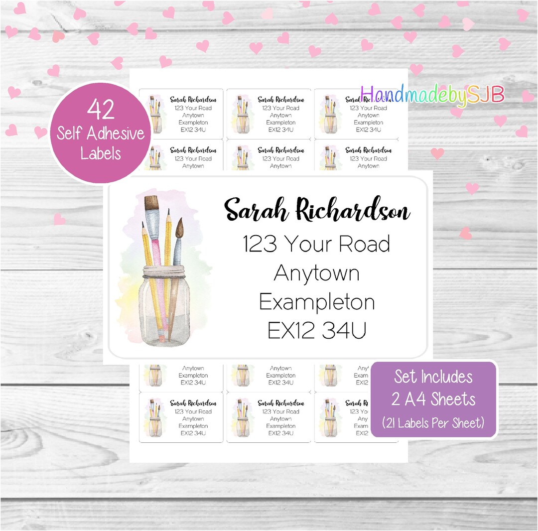 Artist/art Personalised Address Labels, 42 Custom Return Stickers ...