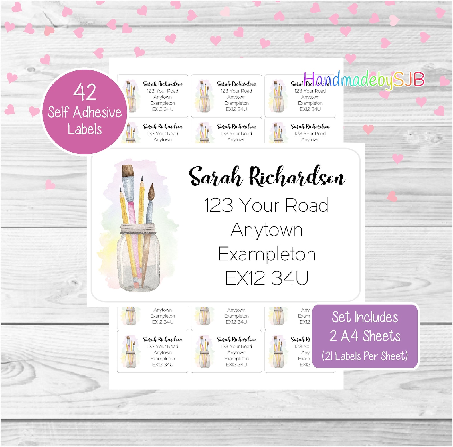Artist/art Personalised Address Labels, 42 Custom Return Stickers ...