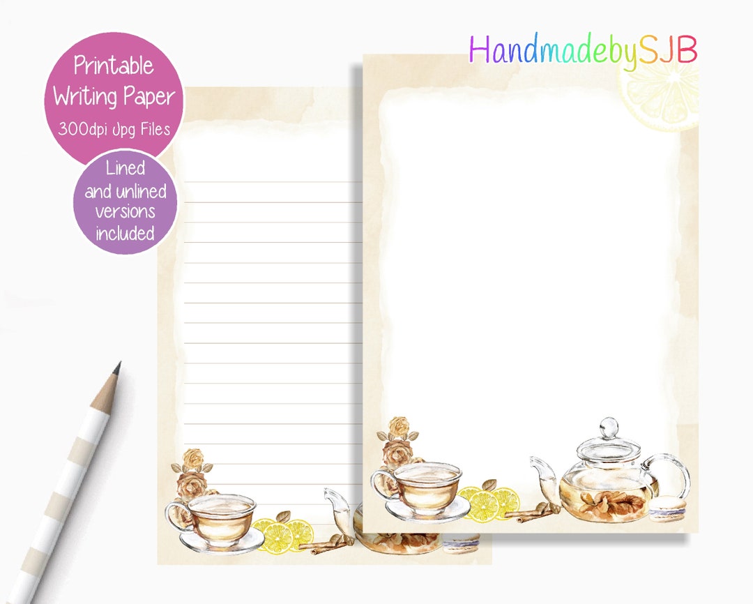 Tea Printable Writing Paper/digital Download Note Paper/instant ...