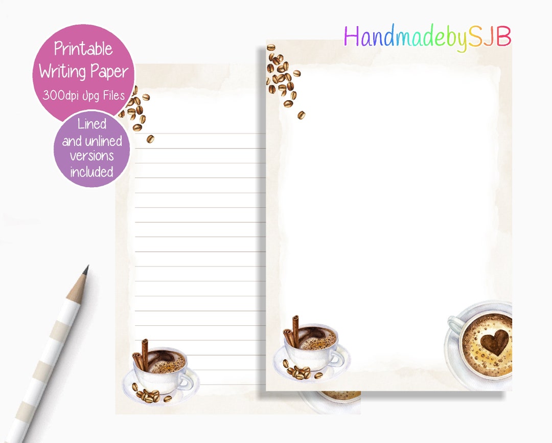 Coffee Printable Writing Paper/digital Download Note Paper/instant ...