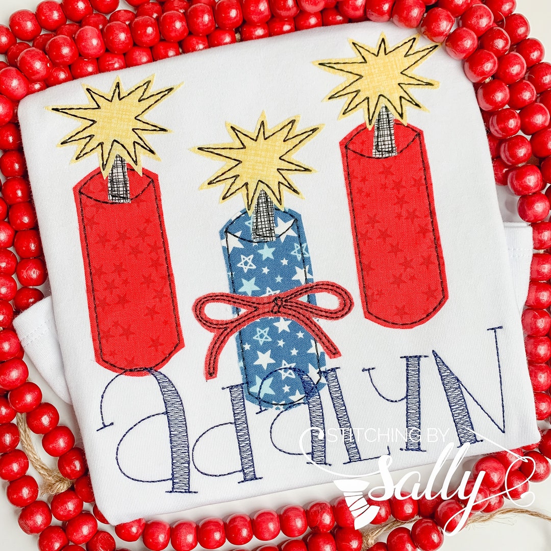 Girly 4th of July Appliqué, Firecracker Trio Applique Shirt, Fireworks ...