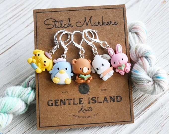 Stitch Markers: Sweet Critters Set of Five. - Etsy