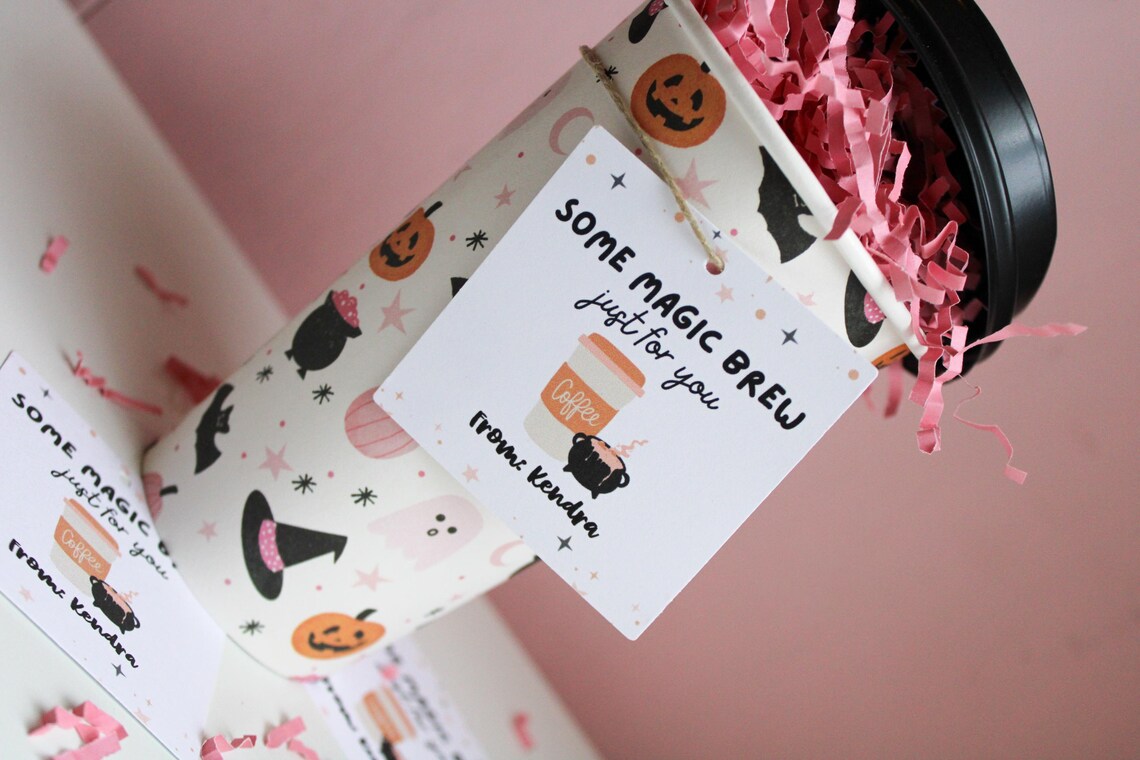 Magic Brew Halloween Gift Tag | Coffee Favor Tag | Pastel Halloween ...