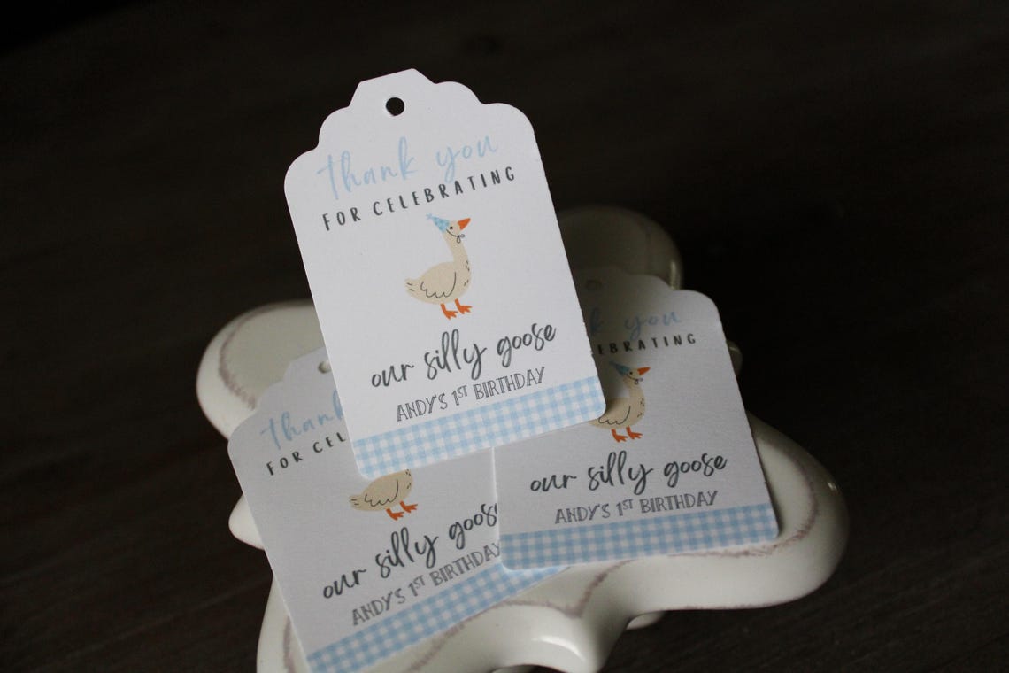 Silly Goose Birthday Party, Baby Shower Party Favor Tags • Thank You ...