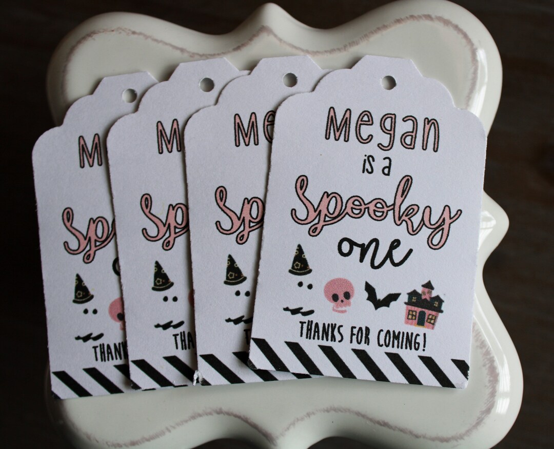 Spooky One Birthday Girl Party Favor Bag Tags • Halloween Birthday ...