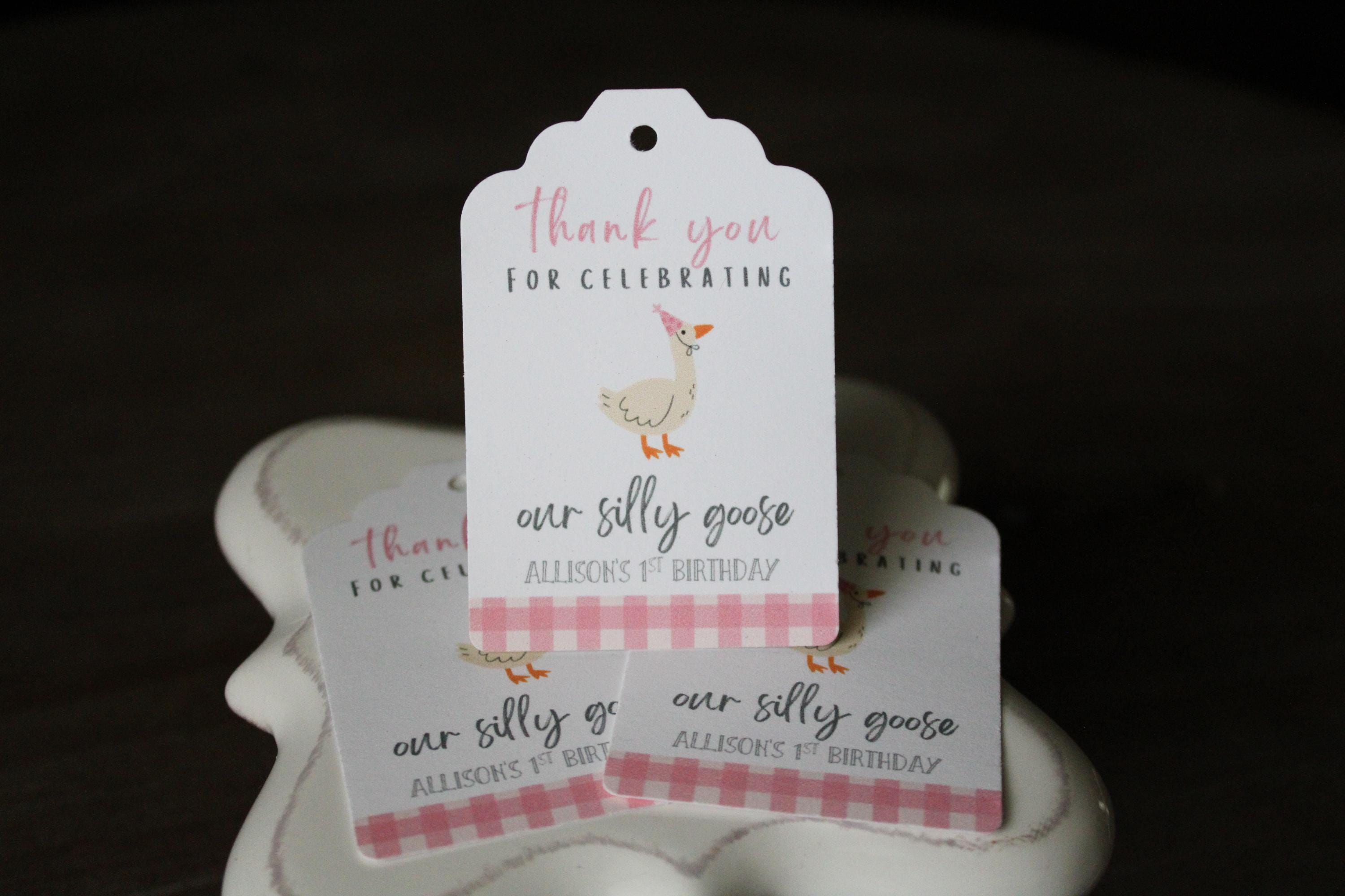 Silly Goose Birthday Party, Baby Shower Party Favor Tags • Thank You ...