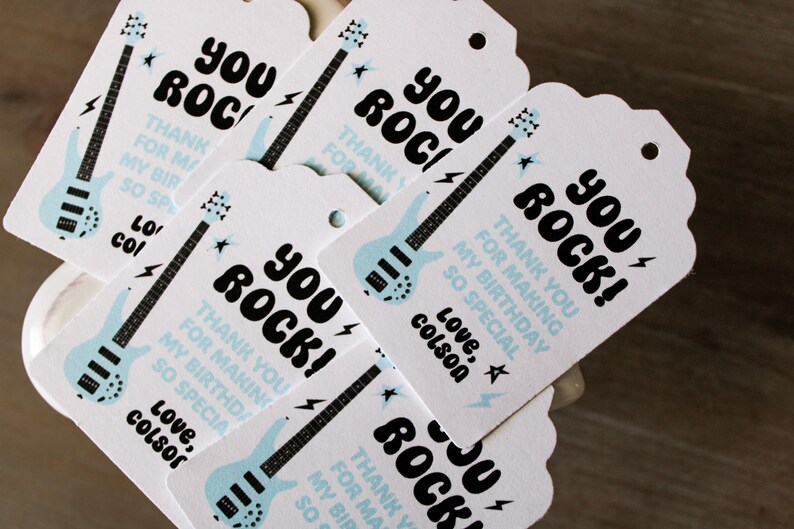 Rock Star Birthday Thank You Party Favor Tags • You Rock • One Little ...