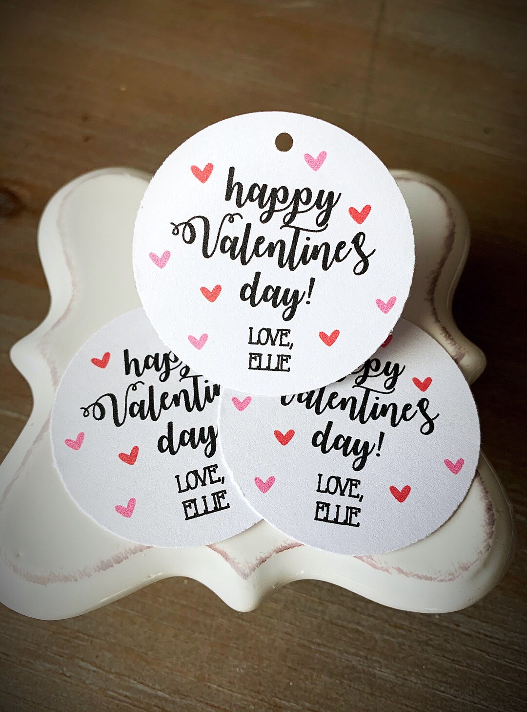 Valentines Day • Bag Tags • Party Favor Tags • Pink and Red Hearts - Etsy