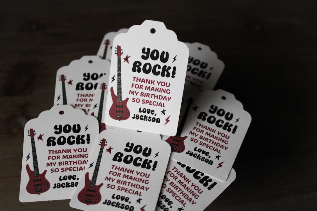Rock Star Birthday Thank You Party Favor Tags • You Rock • One Little ...