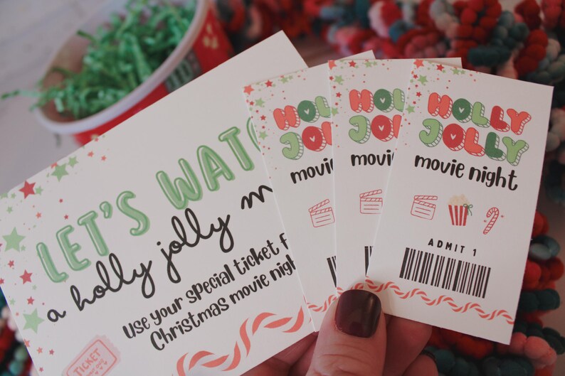 Christmas Movie Night Elf Activity | Holly Jolly Movie Night Ticket ...