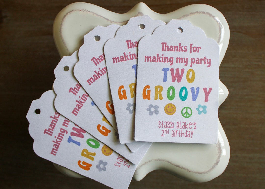 TWO Groovy • Groovy Retro Birthday Party Favor Tags - Etsy