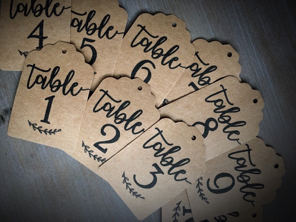 Table Numbers Tags Table Tags for Weddings Bridal Showers | Etsy