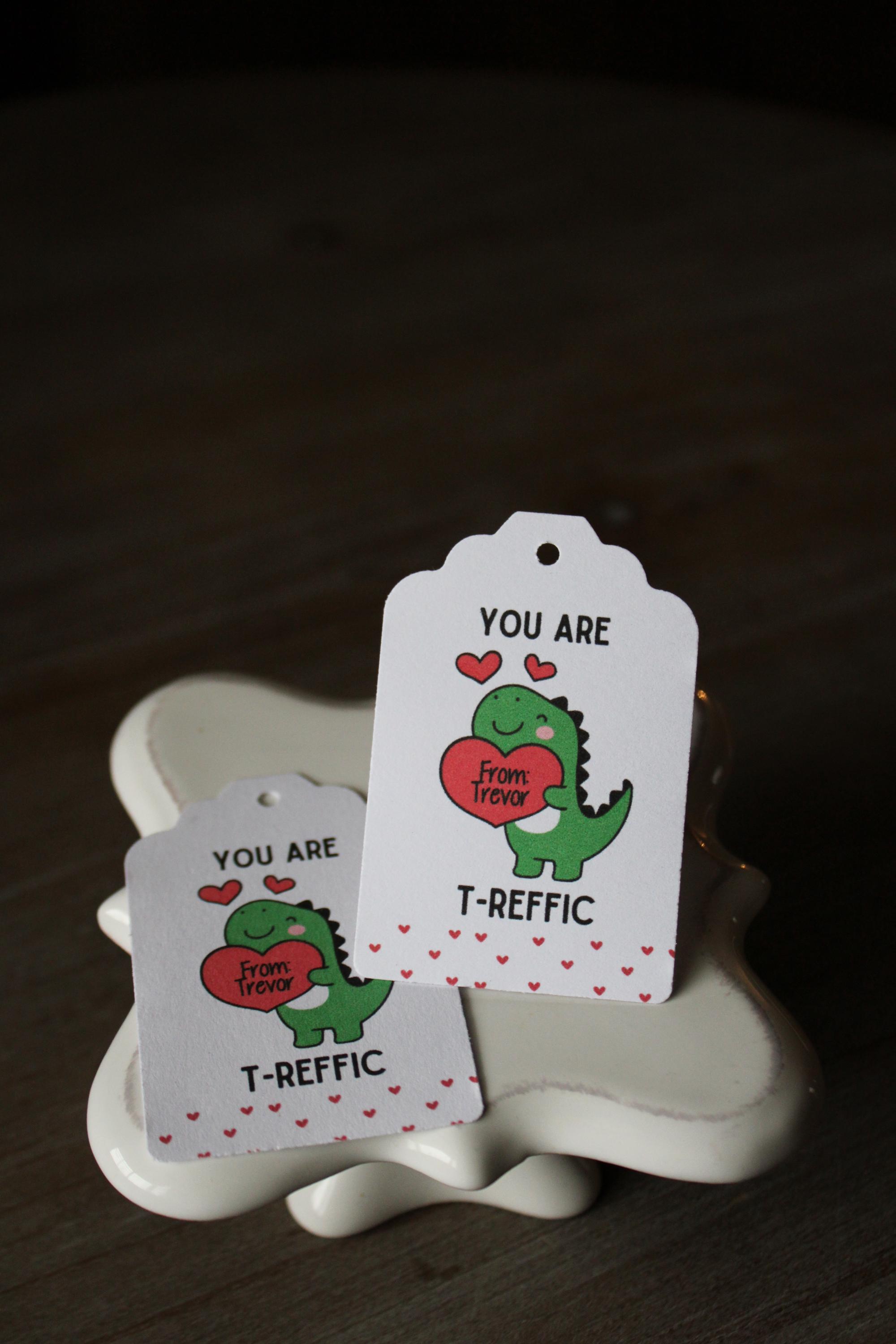 T Rex Dinosaur Valentines Day Goody Bag Tags • T-reffic Valentines Day ...