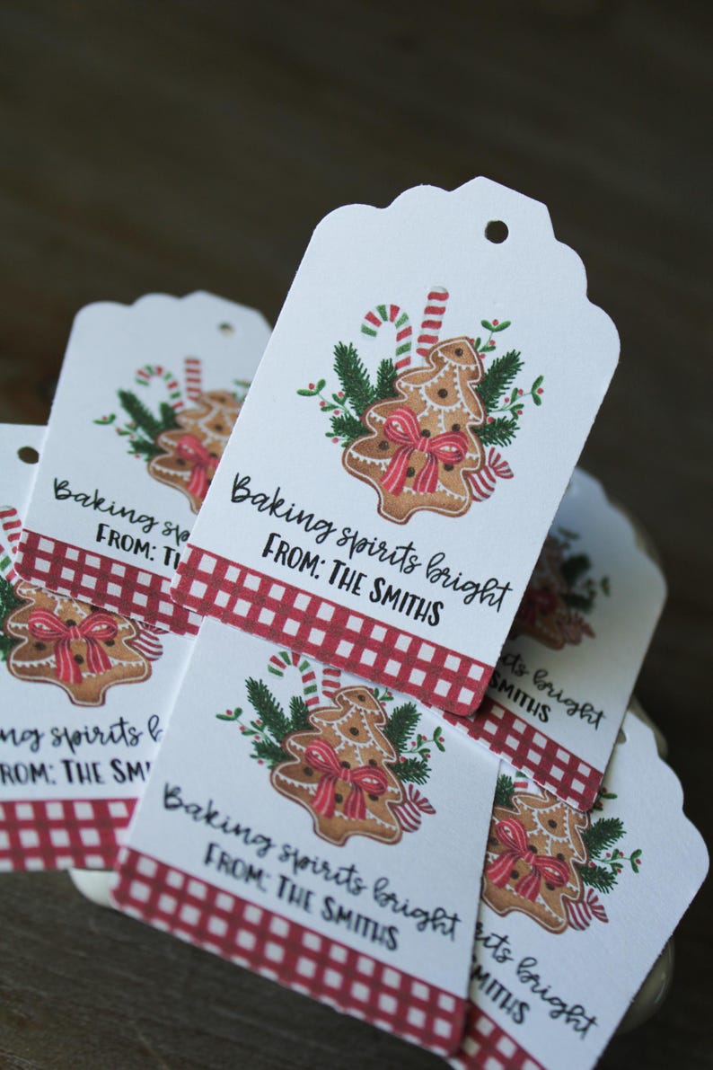Personalized Christmas Gift Tags | Baking Spirits Bright Holiday Tags ...