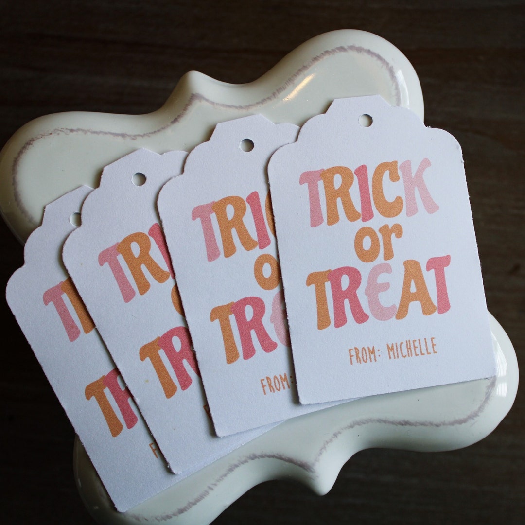 Trick or Treat Bags • Halloween Treat Bags • Goody Bag Tags • Pink ...