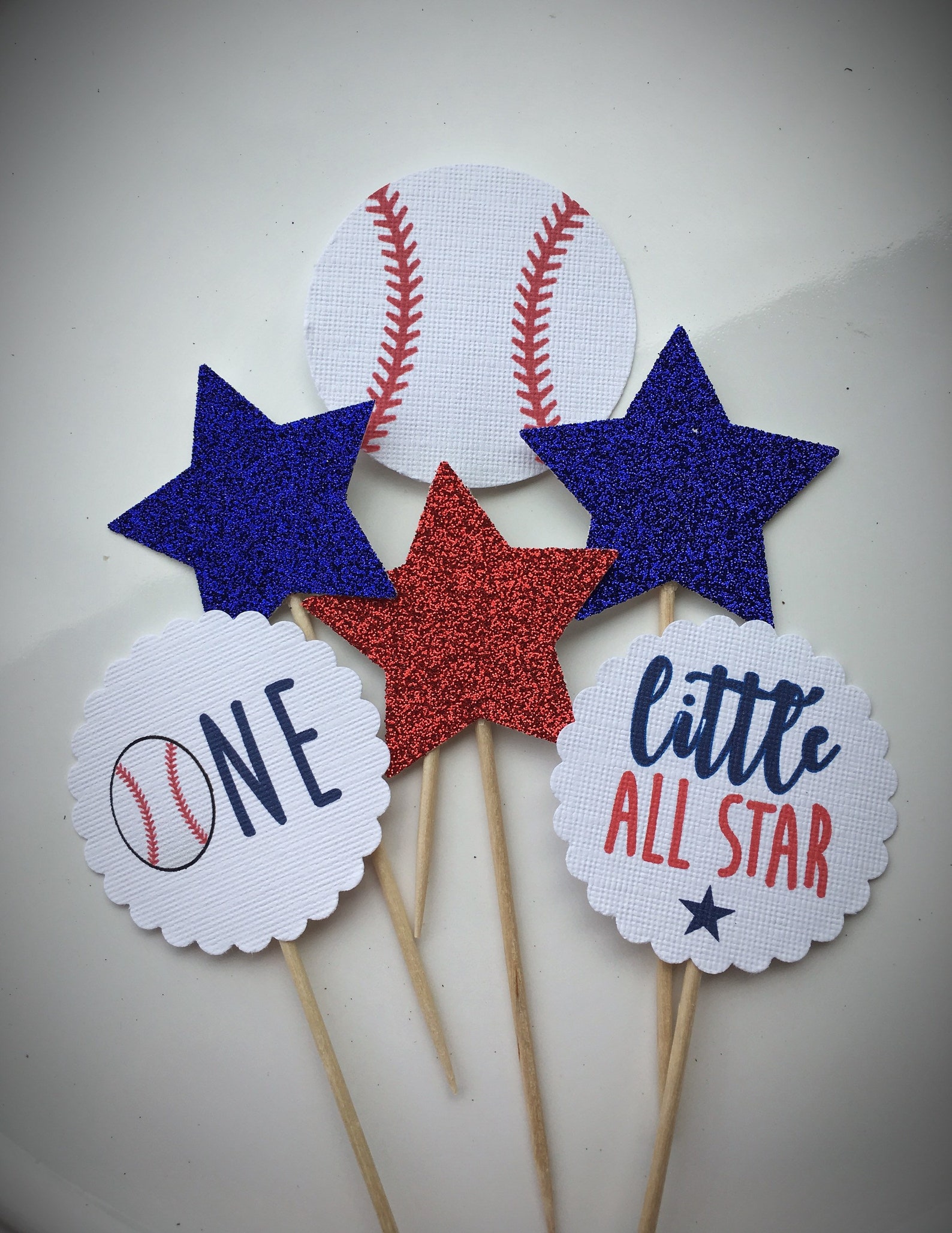 Little Allstar Baseball First Birthday Cupcake Toppers - Etsy
