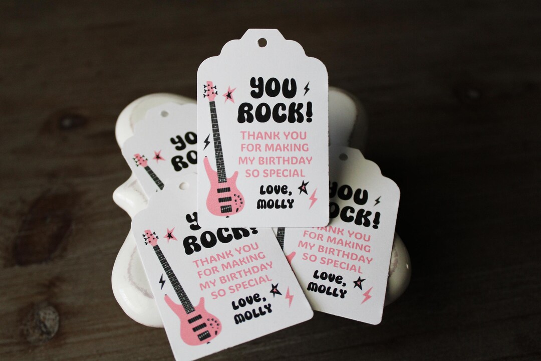 Rock Star Birthday Thank You Party Favor Tags • You Rock • One Little ...