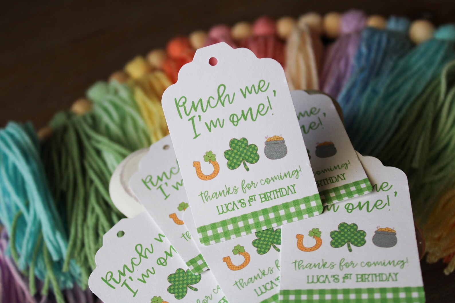 Pinch Me I’m One Favor Tags | St. Patrick’s Day First Birthday | Lucky ...