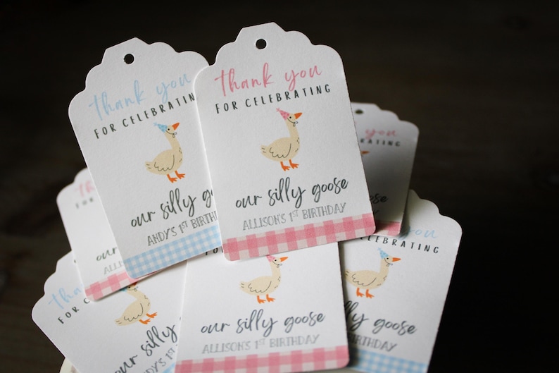 Silly Goose Birthday Party, Baby Shower Party Favor Tags • Thank You ...