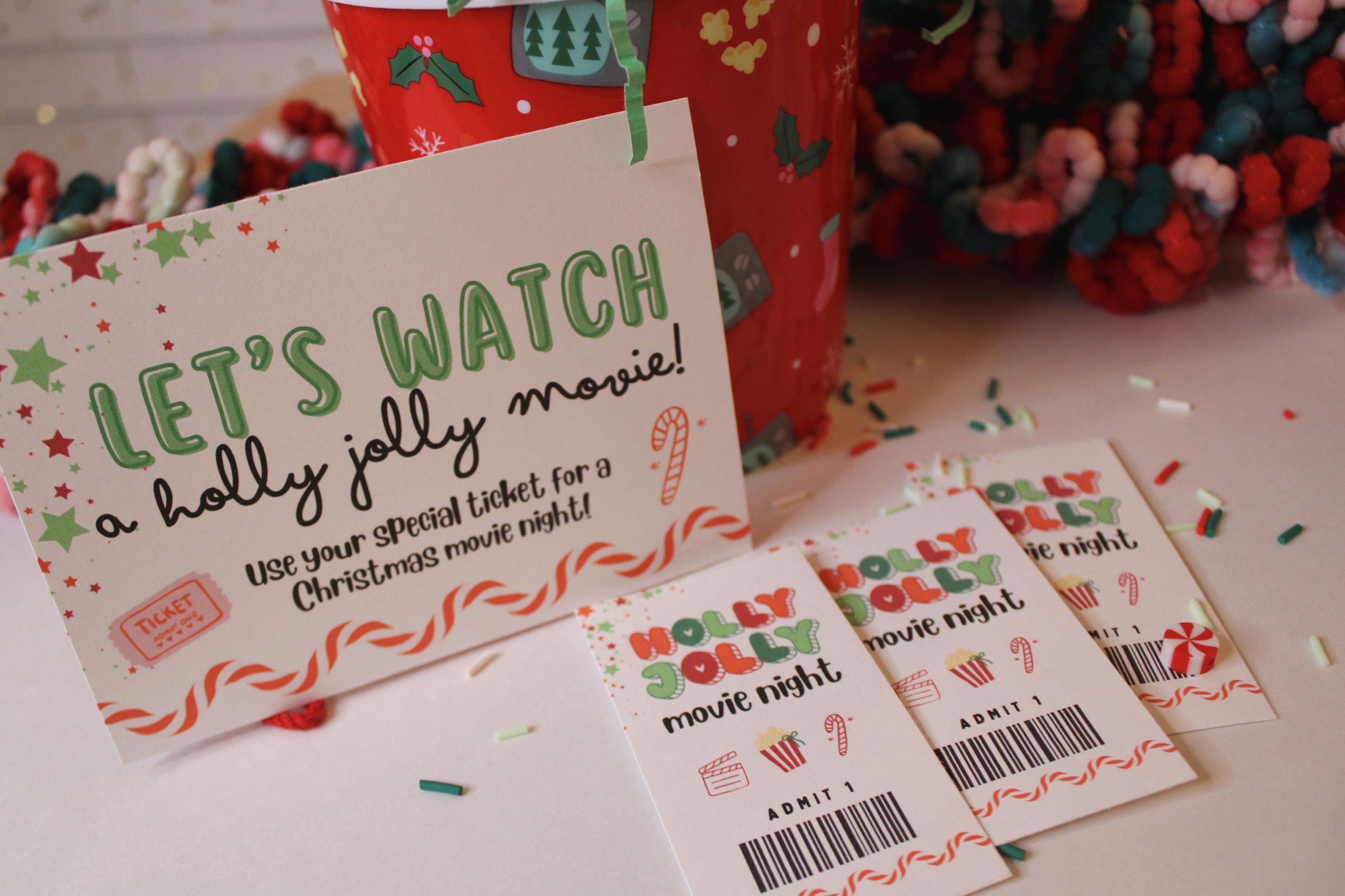 Christmas Movie Night Elf Activity | Holly Jolly Movie Night Ticket ...