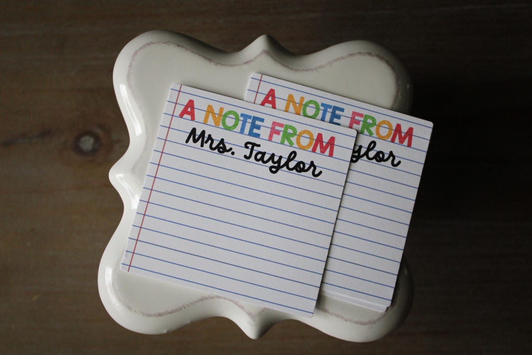A Note From - Personalized Teacher Stationary, Teacher Gift - Rainbow ...