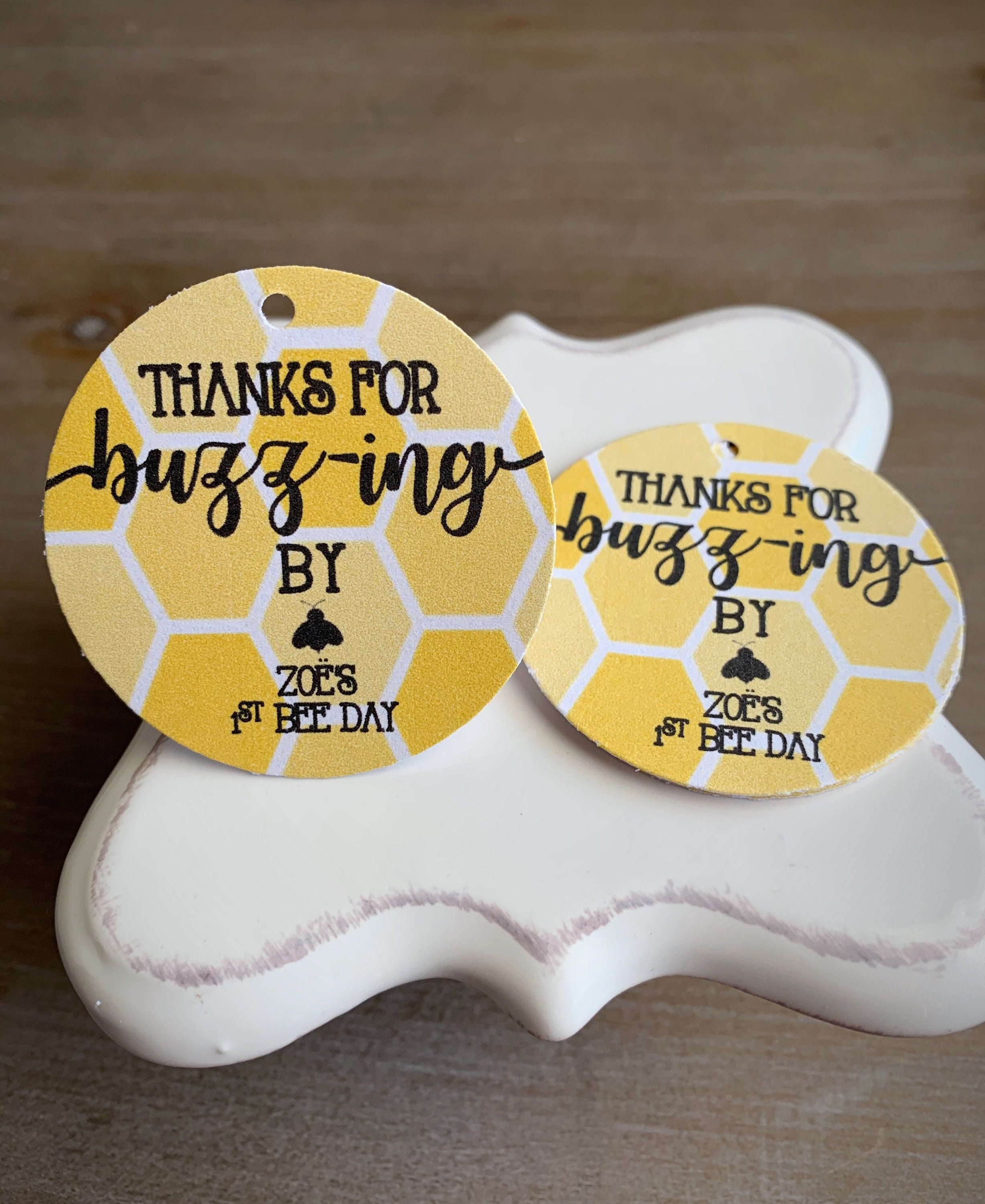 Thanks for Buzz-ing by First Bee Day Bee Party Favor Tags - Etsy