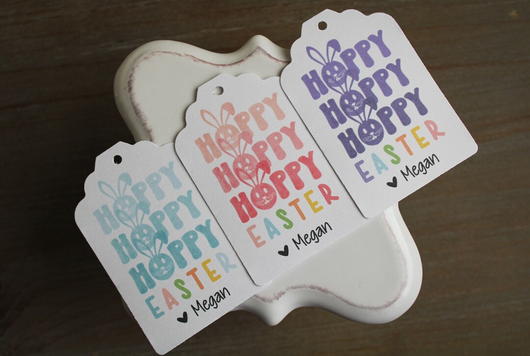 Hoppy Easter • Easter Party Favor Bag Tags • Happy Easter • Retro ...