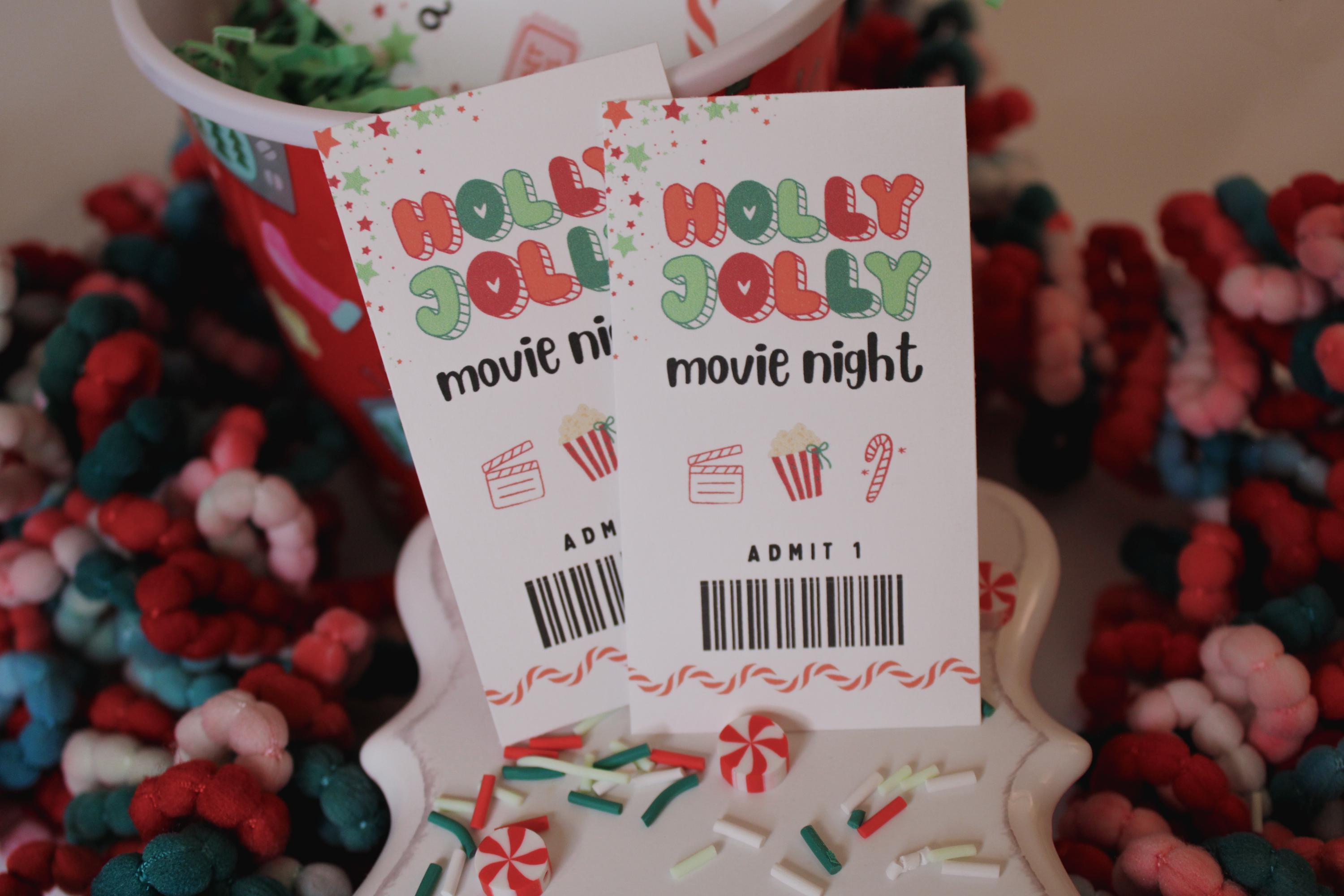 Christmas Movie Night Elf Activity | Holly Jolly Movie Night Ticket ...