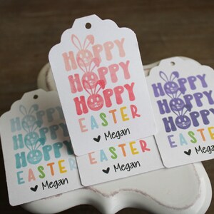 Hoppy Easter • Easter Party Favor Bag Tags • Happy Easter • Retro ...