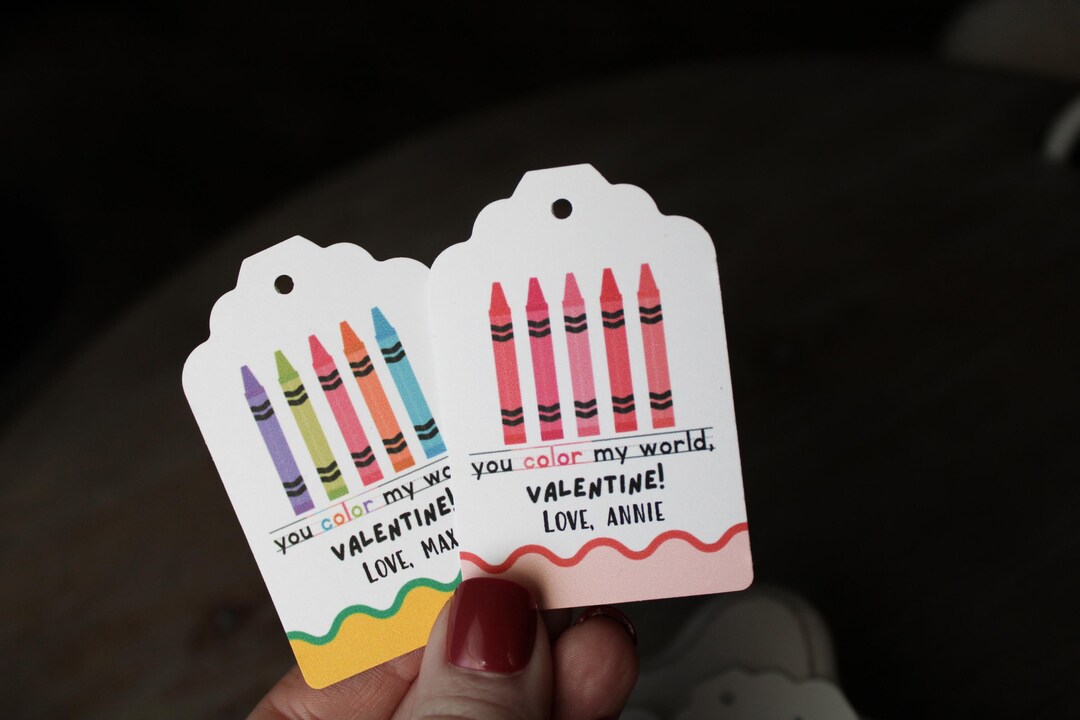 You Color My World Valentine Gift Tags | Crayon Classroom Valentines ...