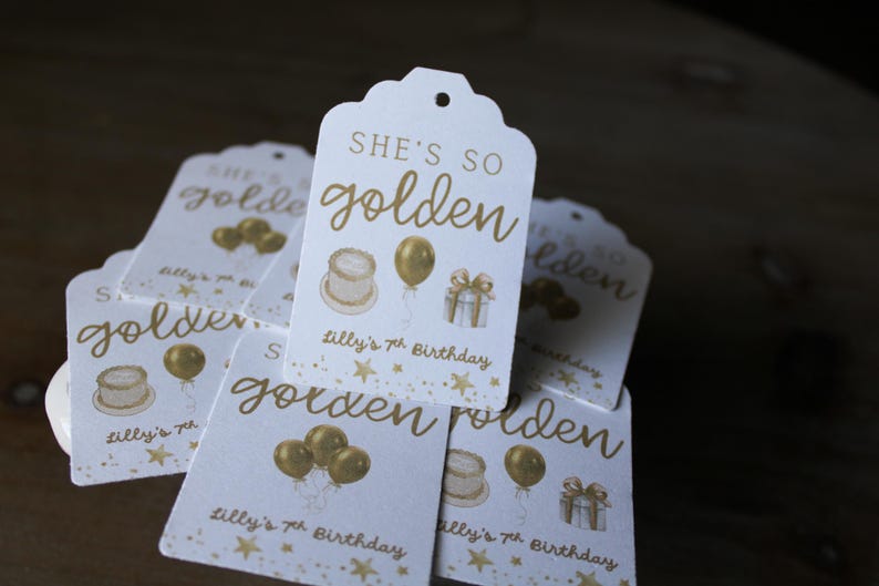 She’s so Golden Birthday Favor Tags | Gold Party Tags | Birthday Favor ...