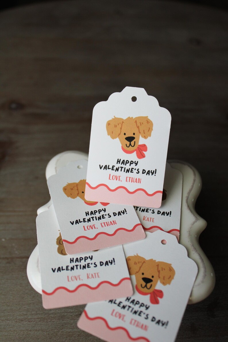 Dog Valentine Gift Tags | Cute Puppy Valentine Tags | Classroom ...