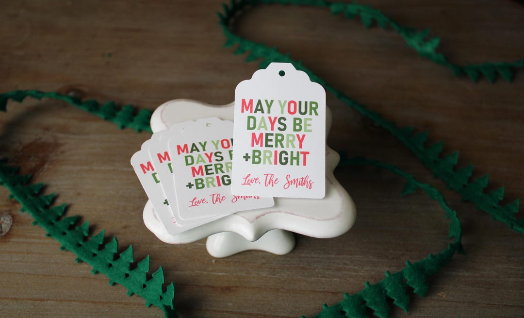 May Your Days Be Merry and Bright • Cheerful Christmas Tags • Blue ...