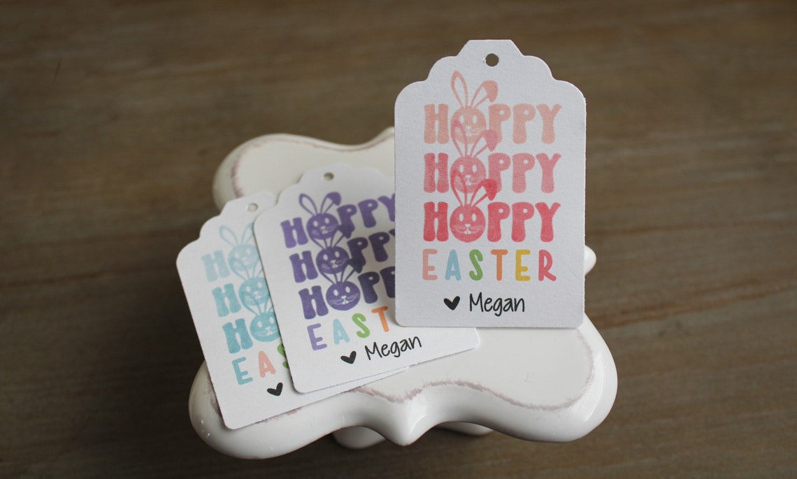 Hoppy Easter • Easter Party Favor Bag Tags • Happy Easter • Retro ...