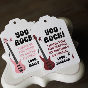 Rock Star Birthday Thank You Party Favor Tags • You Rock • One Little ...