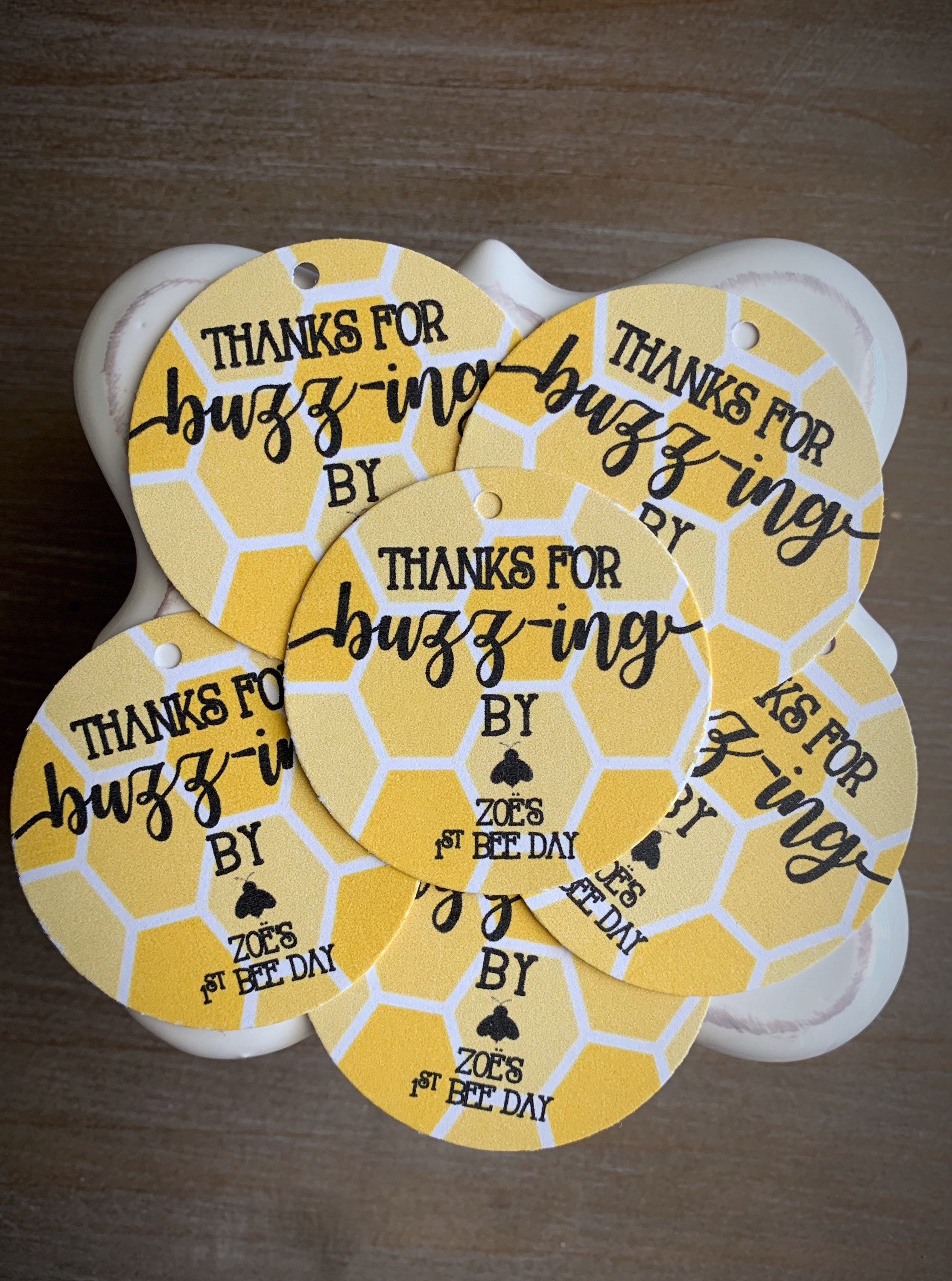 Thanks for Buzz-ing by First Bee Day Bee Party Favor Tags - Etsy