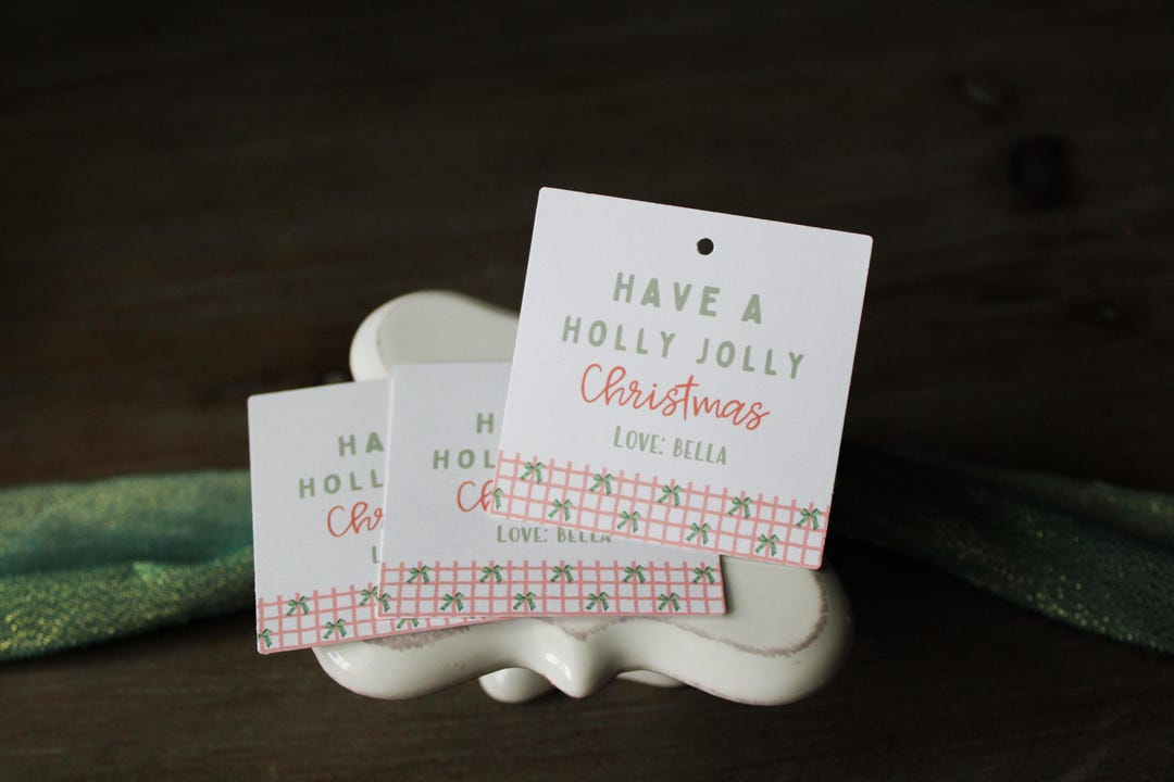 Holly Jolly Christmas Gift Tags – Personalized Holiday Tags – Modern ...
