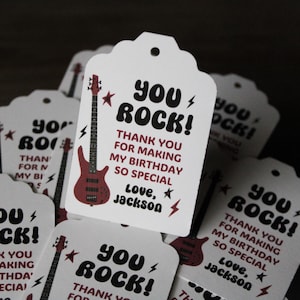 Rock Star Birthday Thank You Party Favor Tags • You Rock • One Little ...