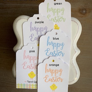 Easter Party Favor Bag Tags • Happy Easter • Chick Easter Gift Tags • 5 ...