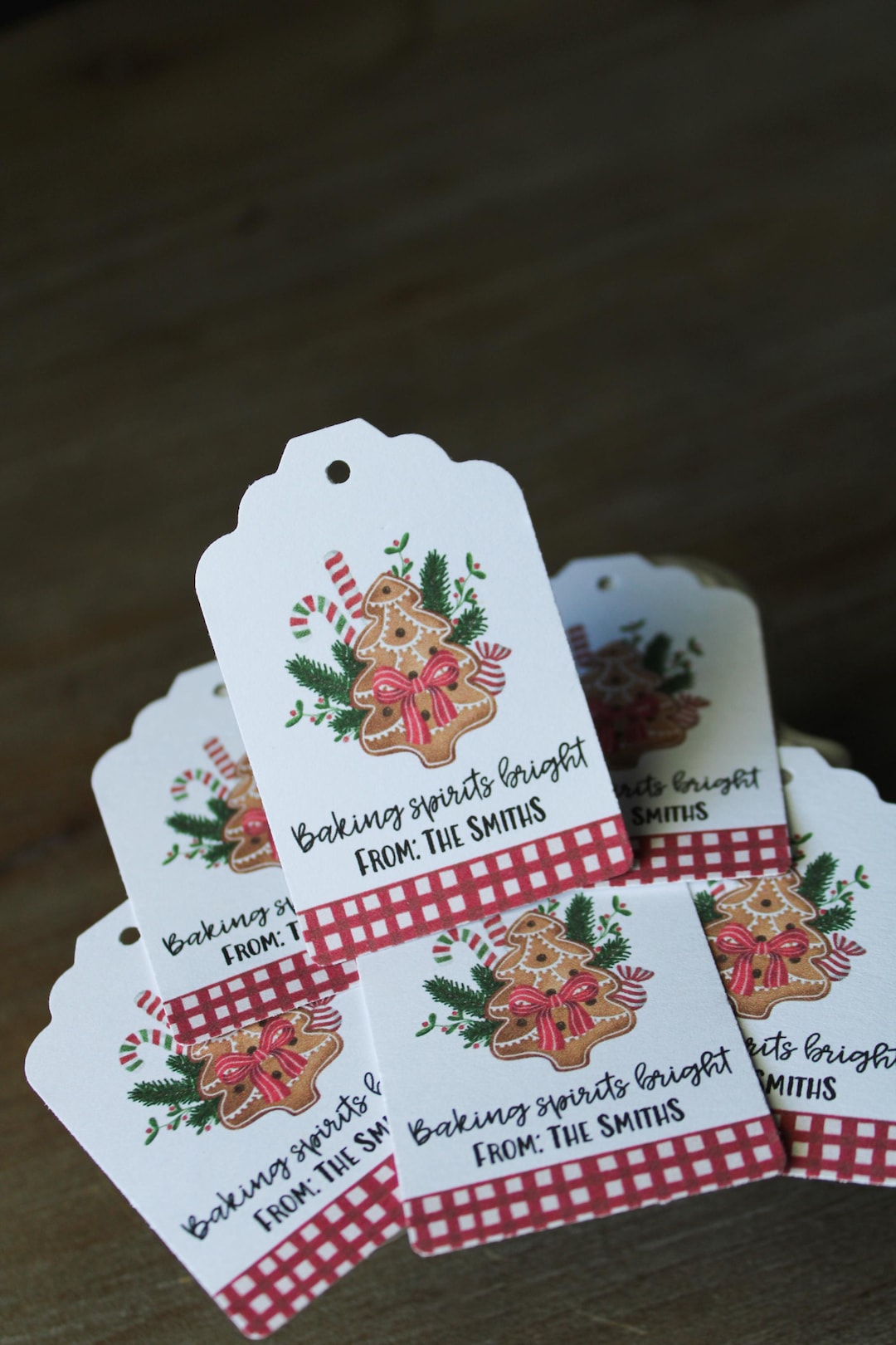 Personalized Christmas Gift Tags | Baking Spirits Bright Holiday Tags ...