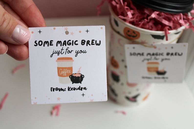 Magic Brew Halloween Gift Tag | Coffee Favor Tag | Pastel Halloween ...