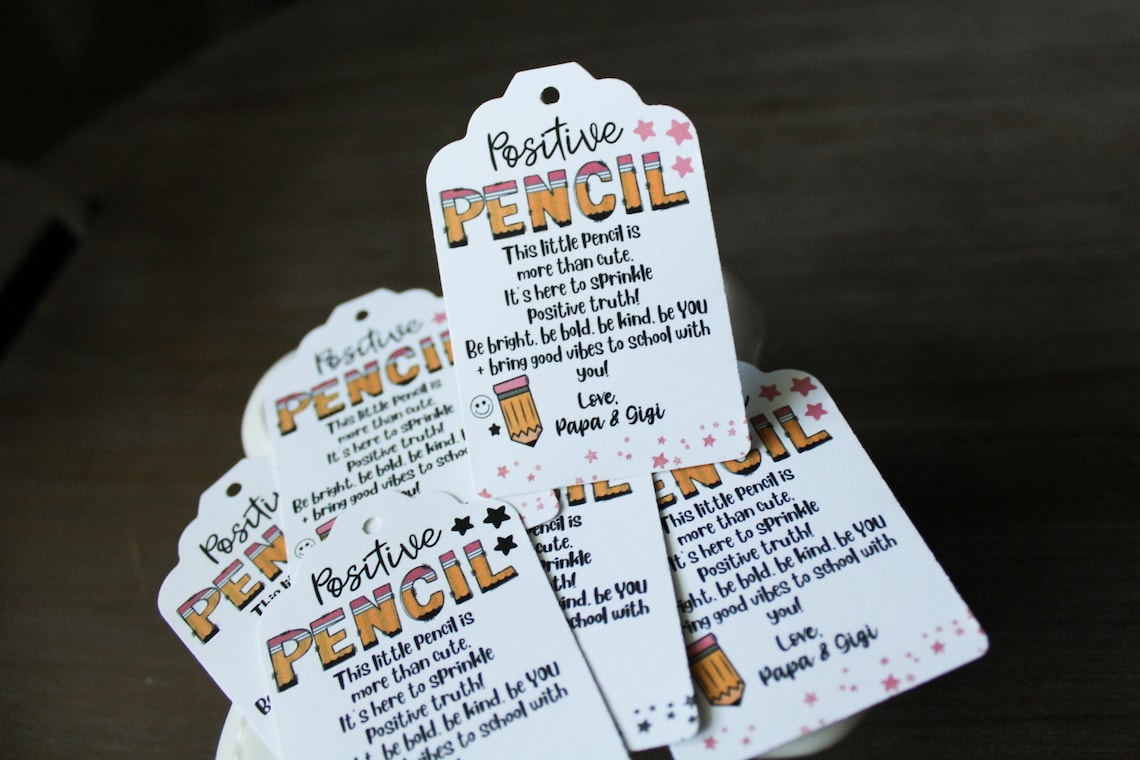 Positive Pencil Gift Tags | Back to School Encouragement Note | First ...