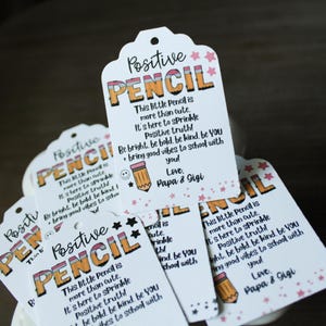 Positive Pencil Gift Tags | Back to School Encouragement Note | First ...