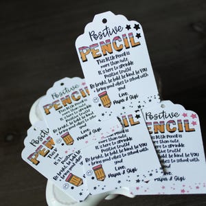 Positive Pencil Gift Tags | Back to School Encouragement Note | First ...