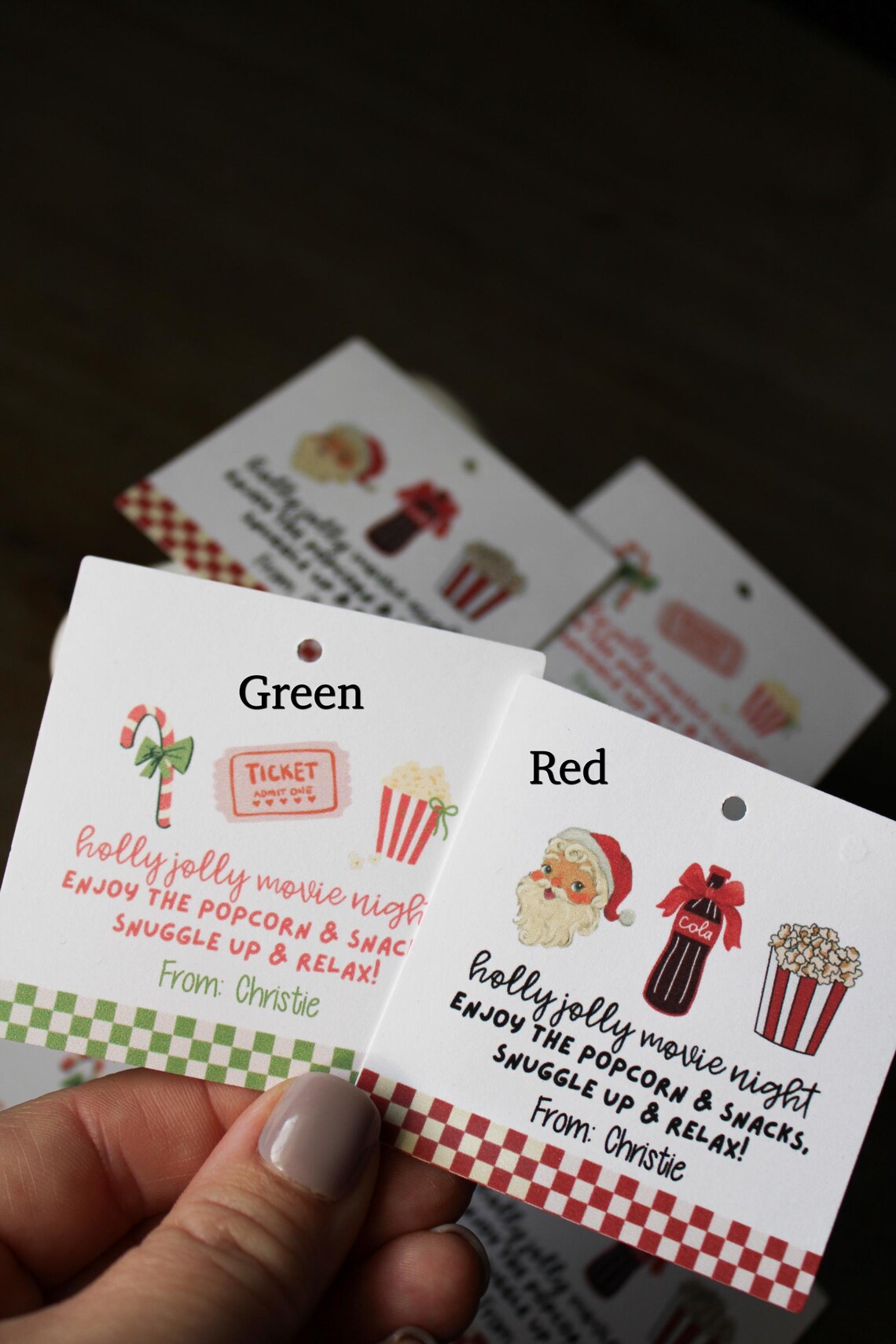 Holly Jolly Movie Night Tags • Christmas Movie Night Treat Tags ...