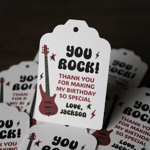 Rock Star Birthday Thank You Party Favor Tags • You Rock • One Little ...